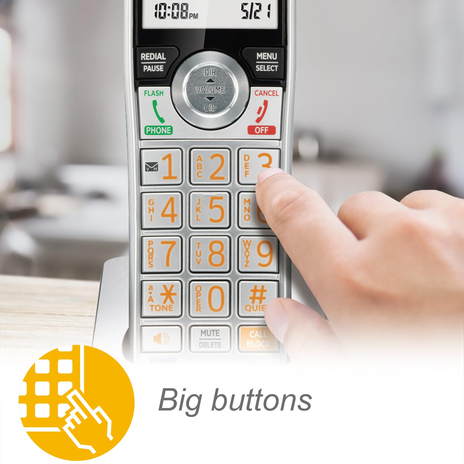 AT&T CL83507 DECT 6.0 5-Handset Cordless Phone for Home with Dual Keypad Base, Answering Machine, Call Blocking, Caller ID Announcer, Intercom and Long Range, Silver/Black