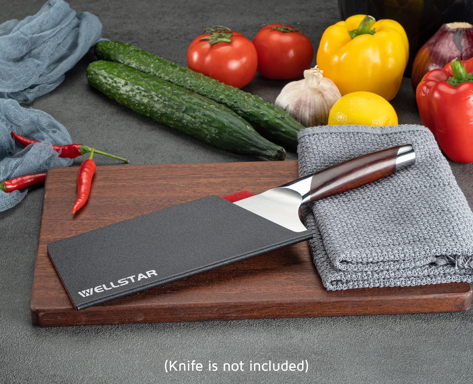 WELLSTAR Big Knife Edge Guard, Wide Meat Cleaver Knife’s Blade Covers, BPA Free ABS Protective Blade Sheath, Non-Scratch Felt Lining Butcher Chef Knife Cover (Knives not included)