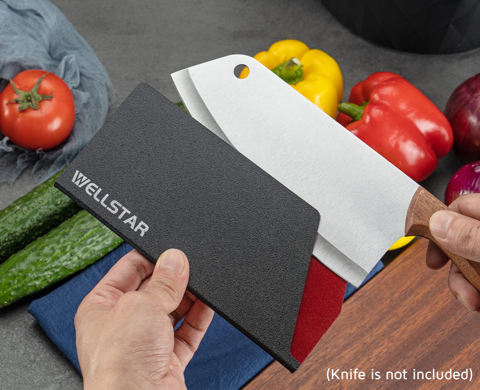 WELLSTAR Big Knife Edge Guard, Wide Meat Cleaver Knife’s Blade Covers, BPA Free ABS Protective Blade Sheath, Non-Scratch Felt Lining Butcher Chef Knife Cover (Knives not included)