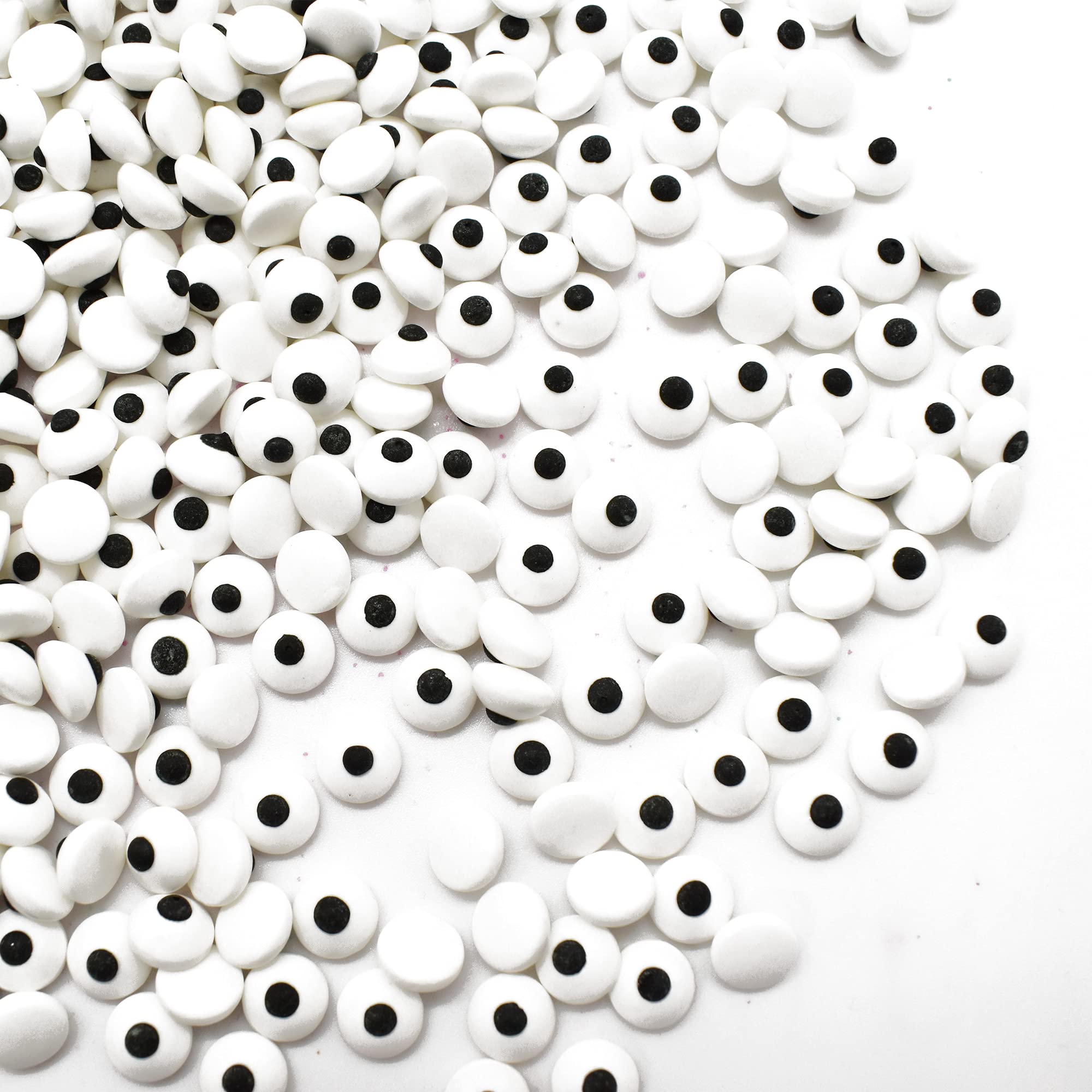 Spooky Eye Toppers - 4 oz Resealable Stand Up Candy Bag - Edible Baking Decorations - Funny White Googly Eyes for Cupcakes, Cakes, Cookies, Brownies - Halloween, Easter, and Edible Art Project Candy