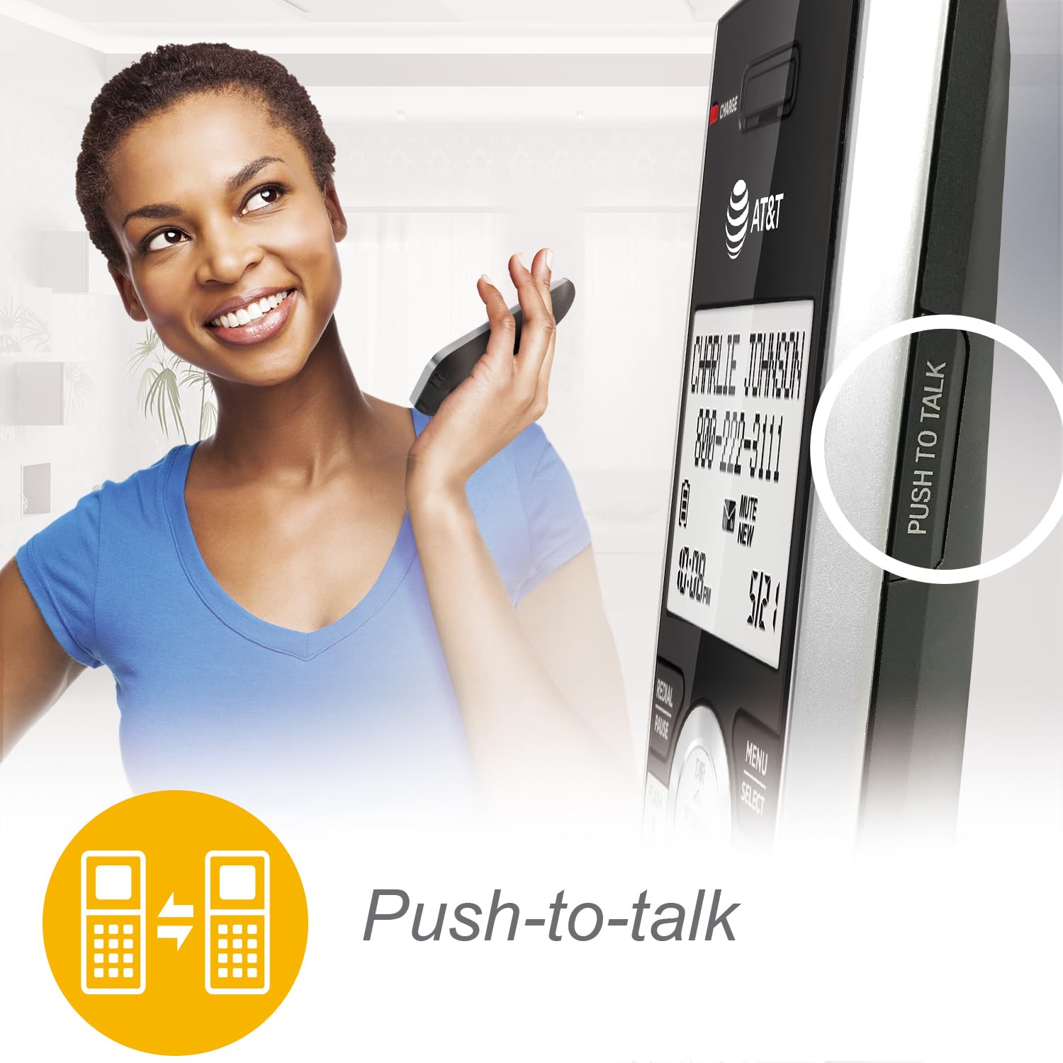 AT&T CL83507 DECT 6.0 5-Handset Cordless Phone for Home with Dual Keypad Base, Answering Machine, Call Blocking, Caller ID Announcer, Intercom and Long Range, Silver/Black