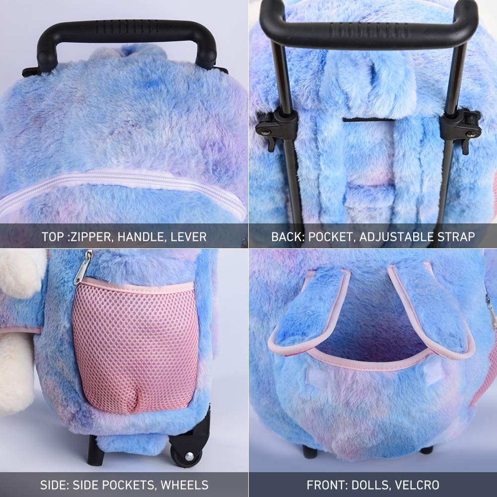 FUNDAY Toddler Backpack with Removable Wheels - Little Kids Luggage Backpack with Stuffed Animal Toy for Toddler Boys and Girls