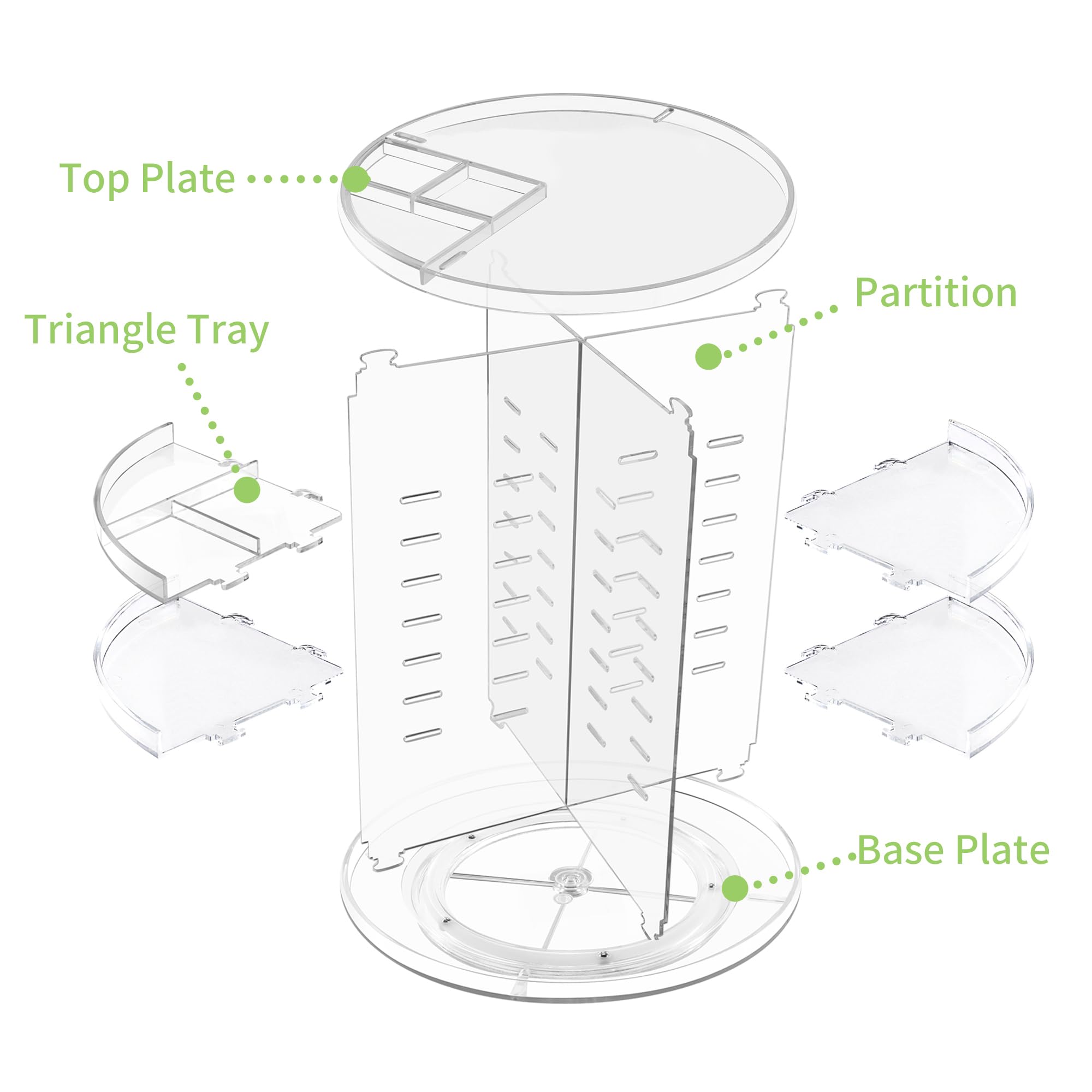 COYAHO 360° Rotating Makeup Organizer, Spinning Bathroom Organizer Countertop, Cosmetic Organizer Makeup Holder Shelf, Make Up Organizers and Storage for Bedroom, Transparent