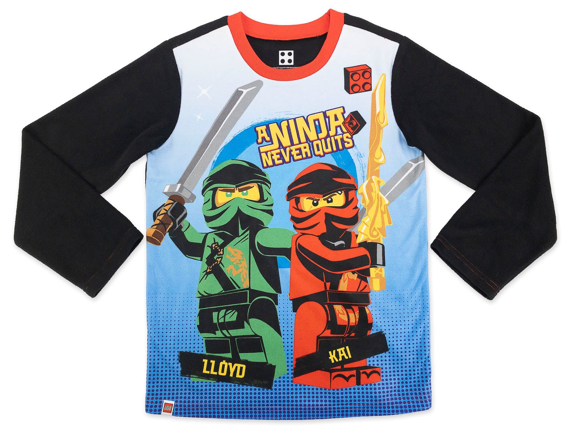 LEGO Ninjago Boys Pajama Set, Kai & Lloyd with Matching Cozeez Slippers, Black, Size 8