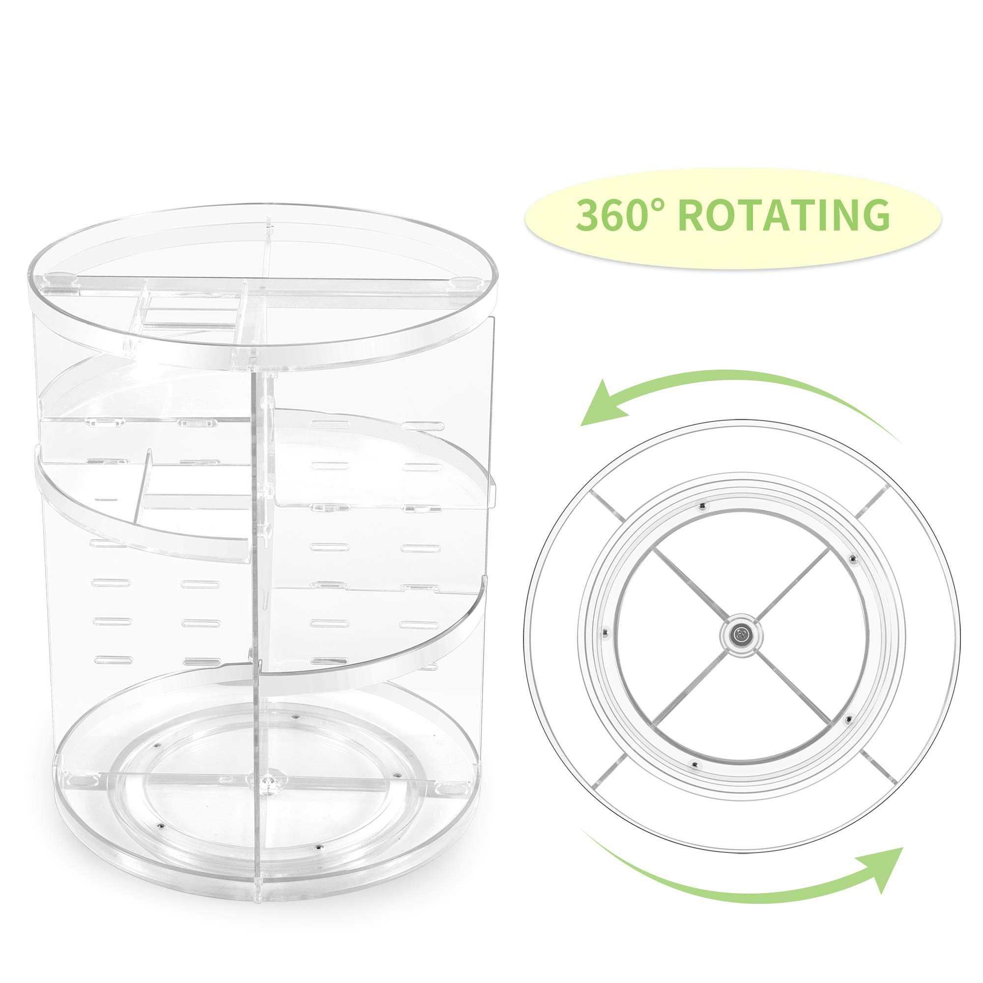 COYAHO 360° Rotating Makeup Organizer, Spinning Bathroom Organizer Countertop, Cosmetic Organizer Makeup Holder Shelf, Make Up Organizers and Storage for Bedroom, Transparent