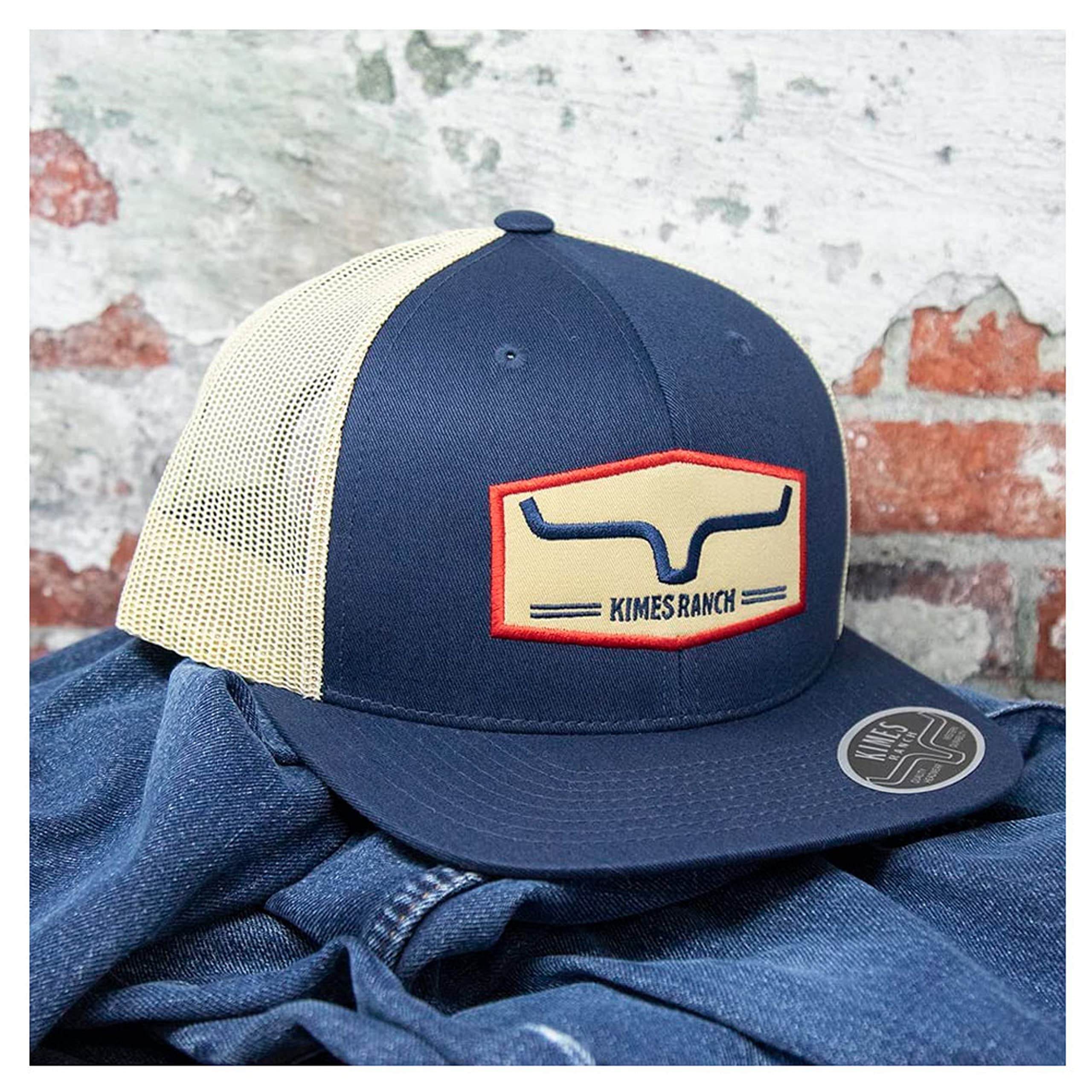 Kimes Ranch Unisex Replay Trucker Hat Embroidered Logo Hayseed Patch Adjustable Snapback One-Size Hat (Cotton,Apparel,Navy,mens,KimesRanch,REPLAY,1,1,1851614,Apparel,HAT,KimesRanch,OneSize,KimesRanch)