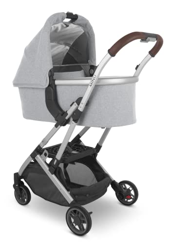 MINU V2 Stroller-Stella (Grey mélange/Silver/Chestnut Leather)+ Adapter for Bassinet/MESA + Bassinet - Stella (Grey Brushed mélange/Silver)