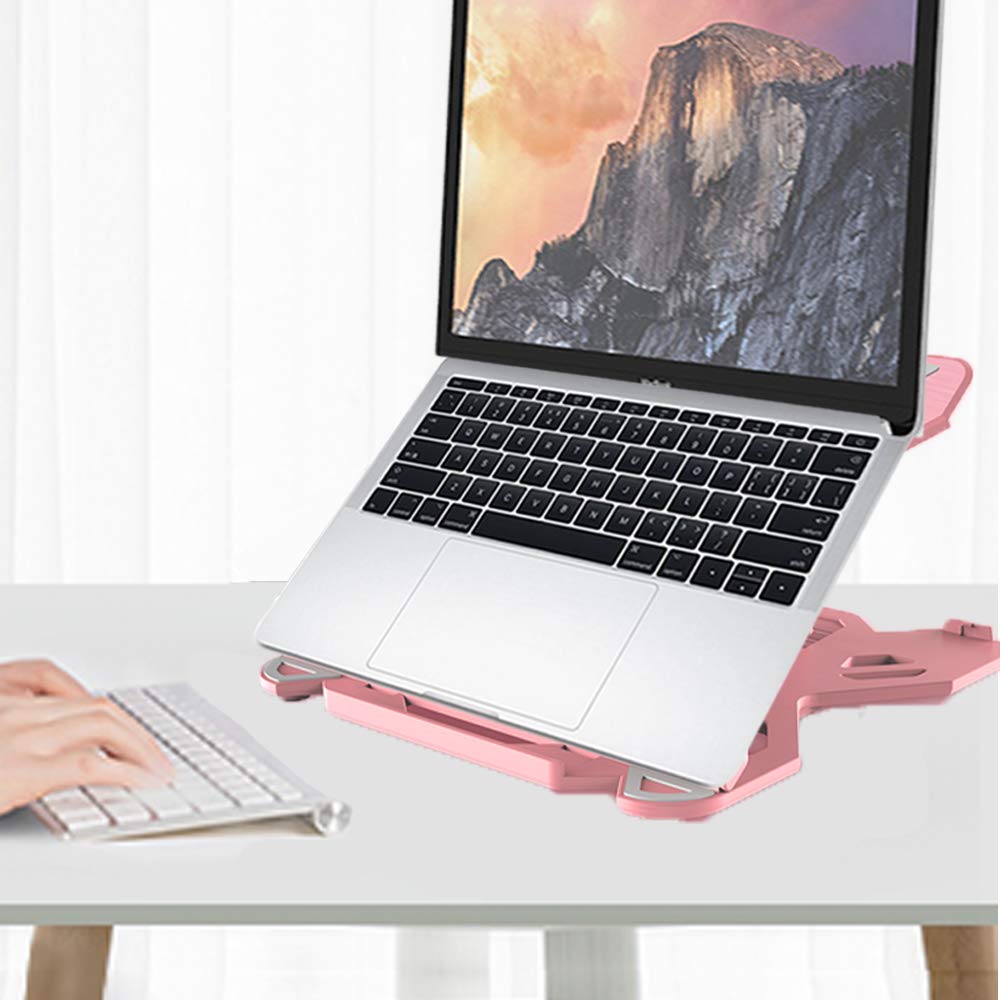 Viwind Laptop Stand for Desk,Ergonomic Adjustable Computer Stand Riser,Portable Notebook Holder Mount Tablet Elevator with Heat-Vent&Phone Stand for MacBook,Dell,Thinkpad,More 10-15.6" Laptop-Pink