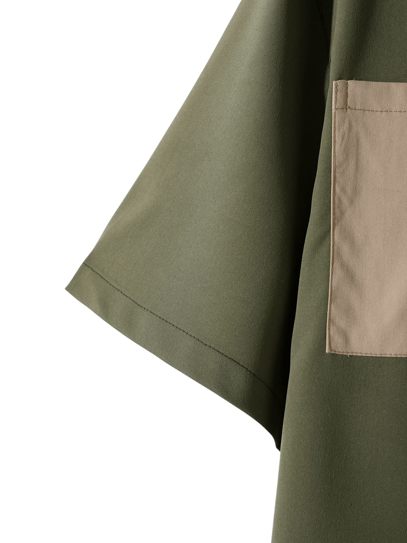 Floerns Men's Color Block Short Sleeve Collar Neck Button Down Shirt Top A Green Khaki M