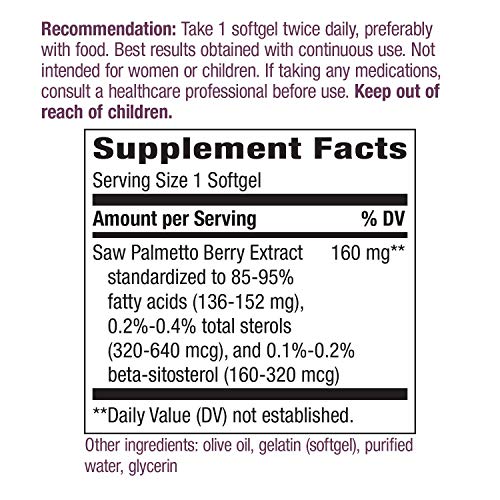 NATURE'S WAY SAW PALMETTO EXTRACT, 60 SGEL- 3 Pack