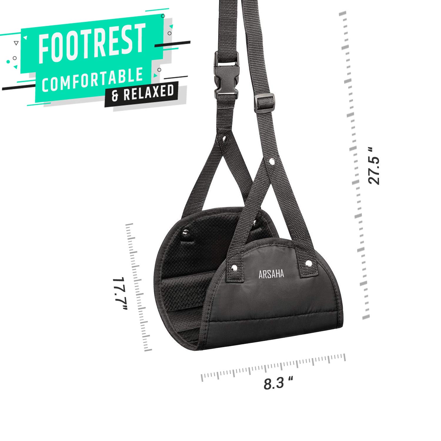 Arsaha Airplane Footrest - Foot Rest for Airplane Travel Essentials , Portable Foot Hammock Under Desk for Train Bus Flight Office Foot Hammock Airplane with Memory Foam-Reduces Swelling