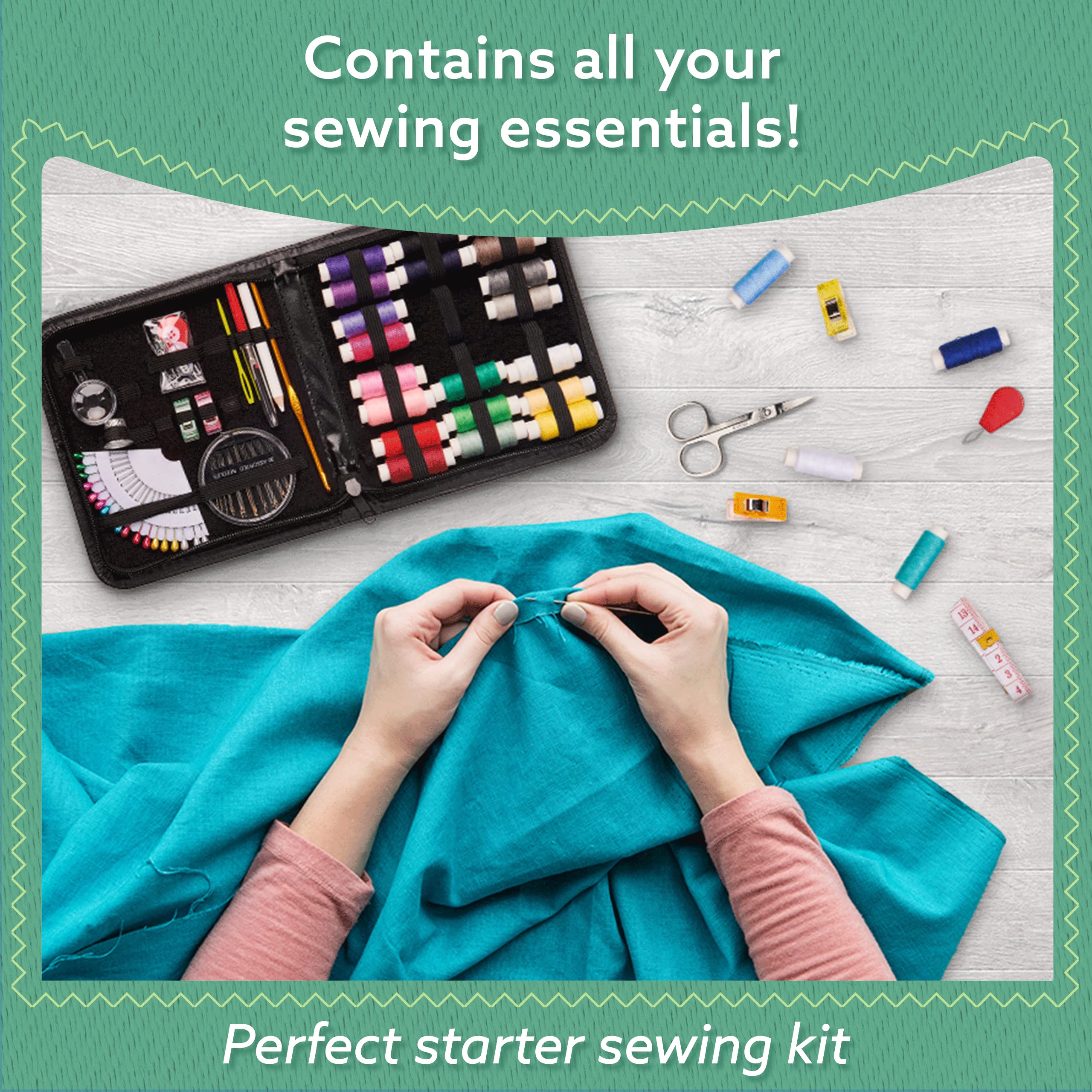 ARTIKA Sewing Kit for Adults and Kids - Small Beginner Set w/ Multicolor Thread, Needles, Scissors, Thimble & Clips - Emergency Repair and Travel Kits - Sewing Accessories and Supplies