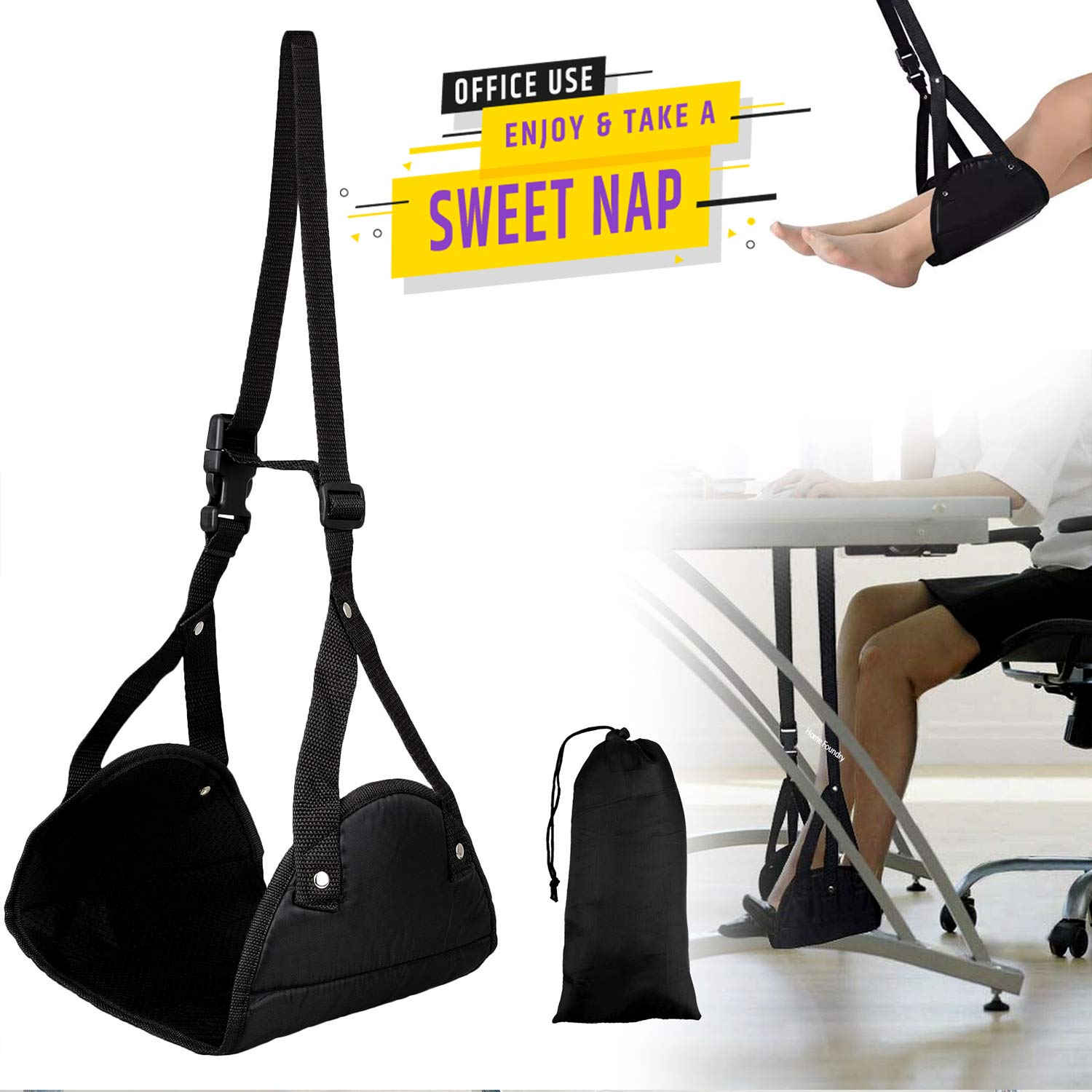 Arsaha Airplane Footrest - Foot Rest for Airplane Travel Essentials , Portable Foot Hammock Under Desk for Train Bus Flight Office Foot Hammock Airplane with Memory Foam-Reduces Swelling