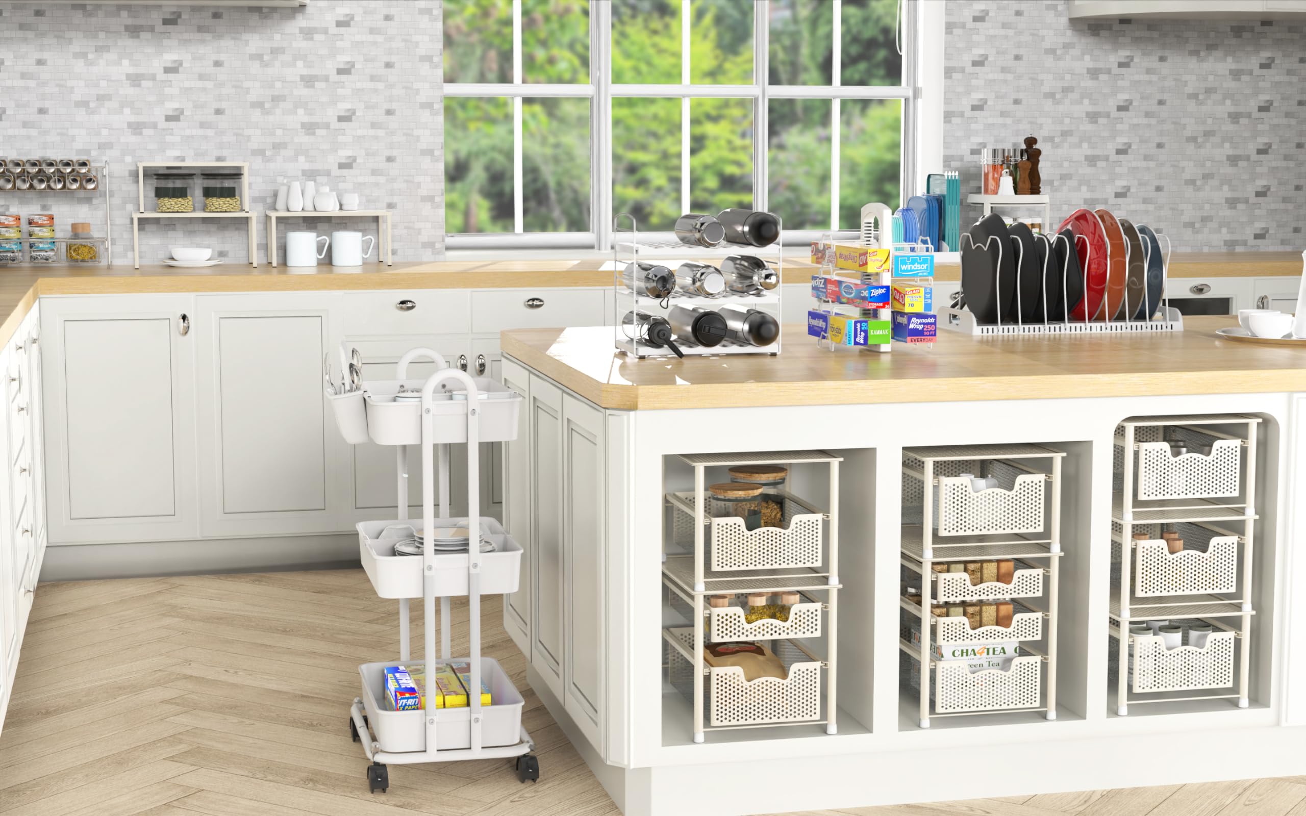 SimpleHouseware Water Bottle Storage Organizer, White