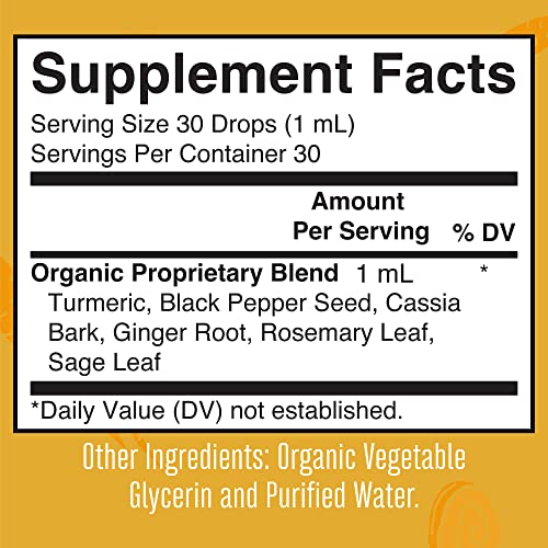 USDA Organic Turmeric Gold Liquid Drops by MaryRuth's | Liquid Herbal Blend | Turmeric Curcumin, Black Pepper, Cassia Cinnamon Bark, Ginger Root | Immune & Digestive Support | Non-GMO, Vegan, 1oz
