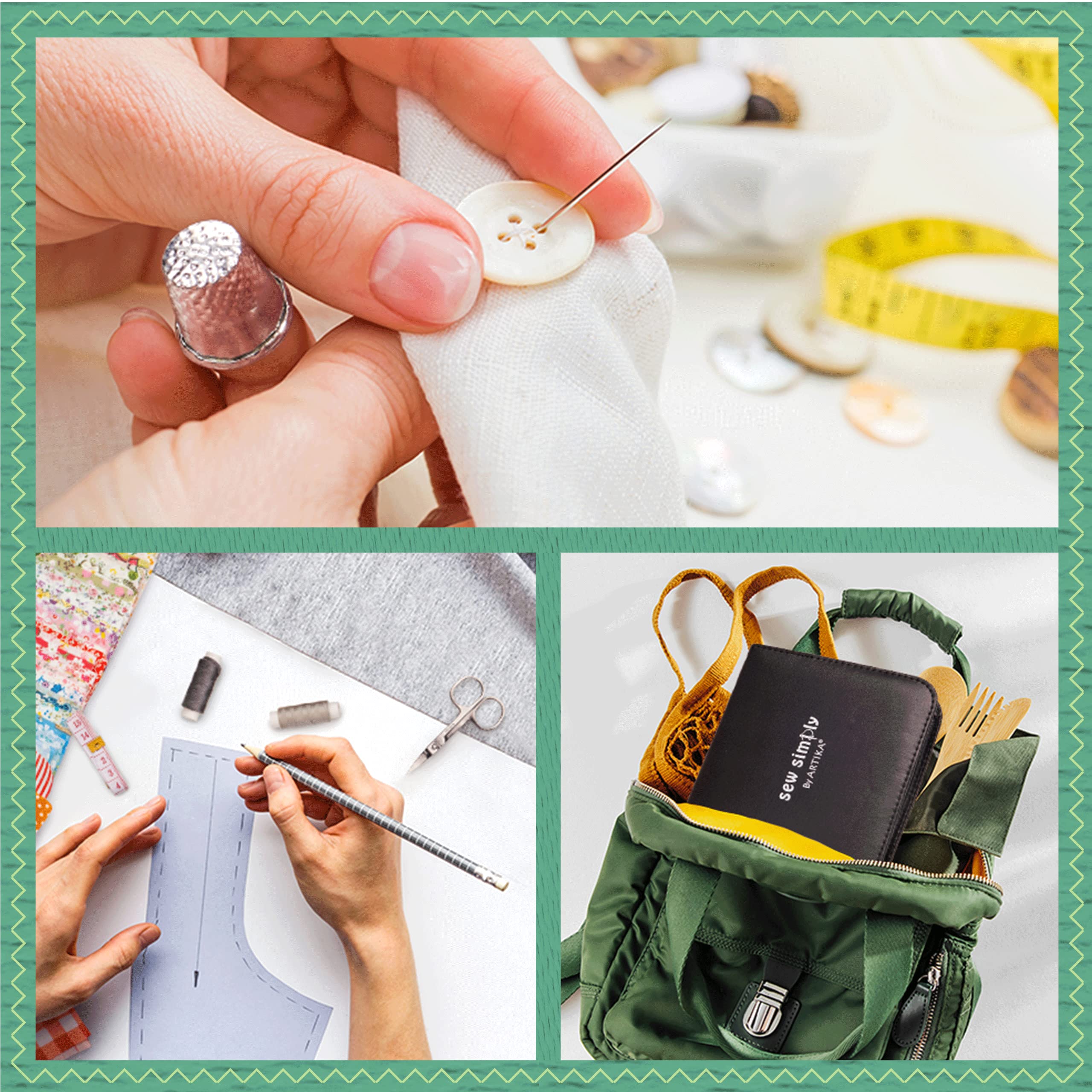 ARTIKA Sewing Kit for Adults and Kids - Small Beginner Set w/ Multicolor Thread, Needles, Scissors, Thimble & Clips - Emergency Repair and Travel Kits - Sewing Accessories and Supplies