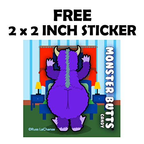 Monster Butts Gummy Grape Flavored Fruit Jelly Disks Fun Unique Halloween Candy Gag Gift for Birthday Girls, Boys, Kids & Teens (5.5 Ounce)