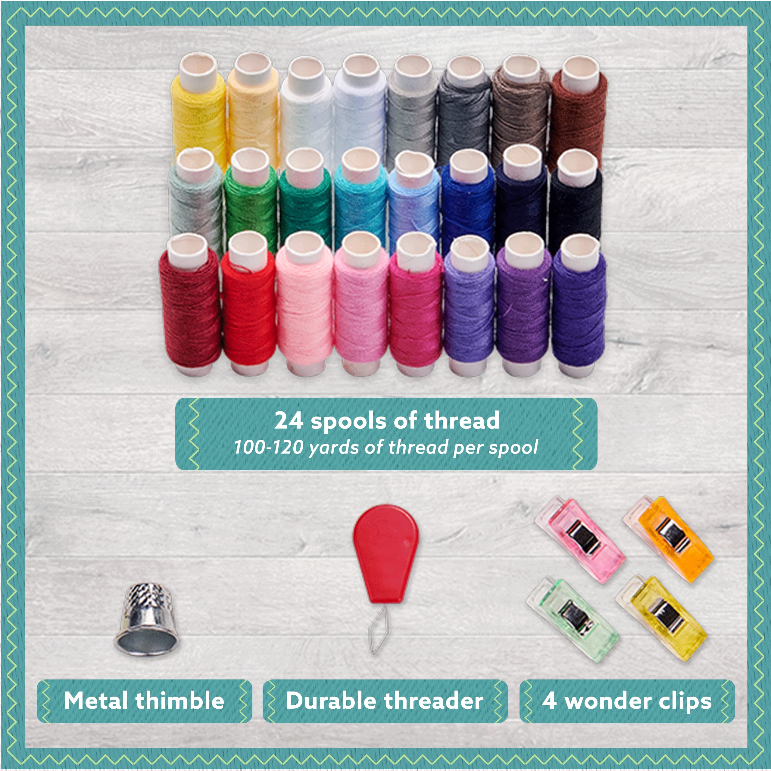 ARTIKA Sewing Kit for Adults and Kids - Small Beginner Set w/ Multicolor Thread, Needles, Scissors, Thimble & Clips - Emergency Repair and Travel Kits - Sewing Accessories and Supplies