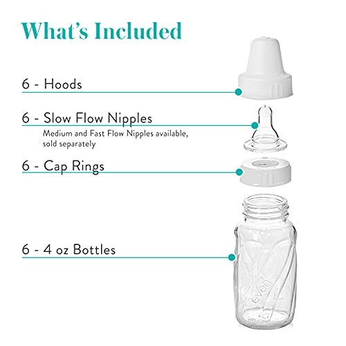 Evenflo Feeding Classic Glass Twist Bottles, 4 Ounce (Pack of 6)