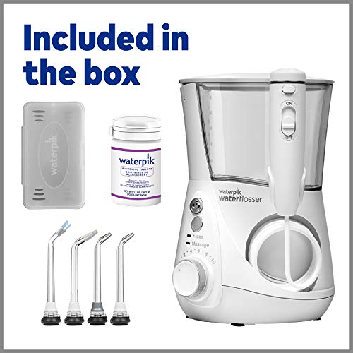 Waterpik Whitening Water Flosser, White (WF 05) Electric Oral Irrigator Flosser Whitens Teeth Gently