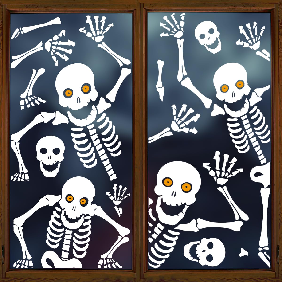 Horaldaily 100 PCS Halloween Window Cling Sticker, Skulls for Home Party Supplies Shop Window Glass Display Decoration