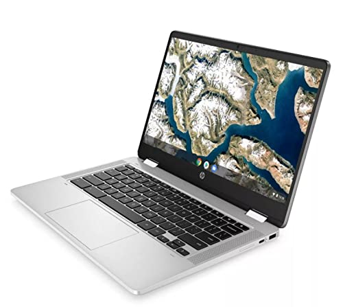 HP Chromebook x360 14-inch HD Touchscreen, 64GB eMMC, Intel Celeron N4020 2-in-1 Laptop (4GB RAM, USB-C, Wi-Fi, Webcam, SD Card Reader, Chrome OS) Silver, 14a-ca0036tg, Natural 14-14.99 inches
