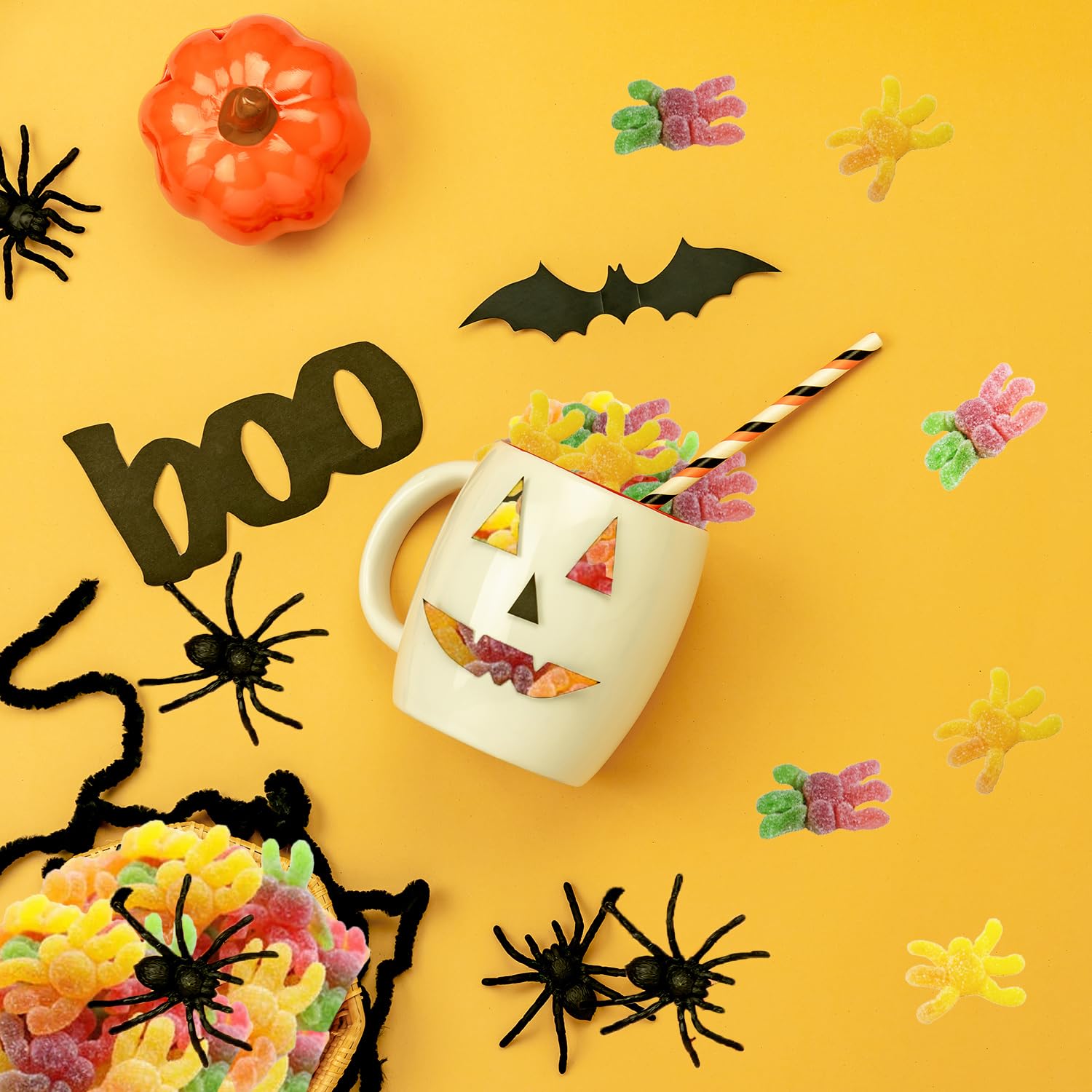Fruidles Halloween Hair Spiders Gummies, Fun And Festive Holiday Snacking (Half-Pound Bag)