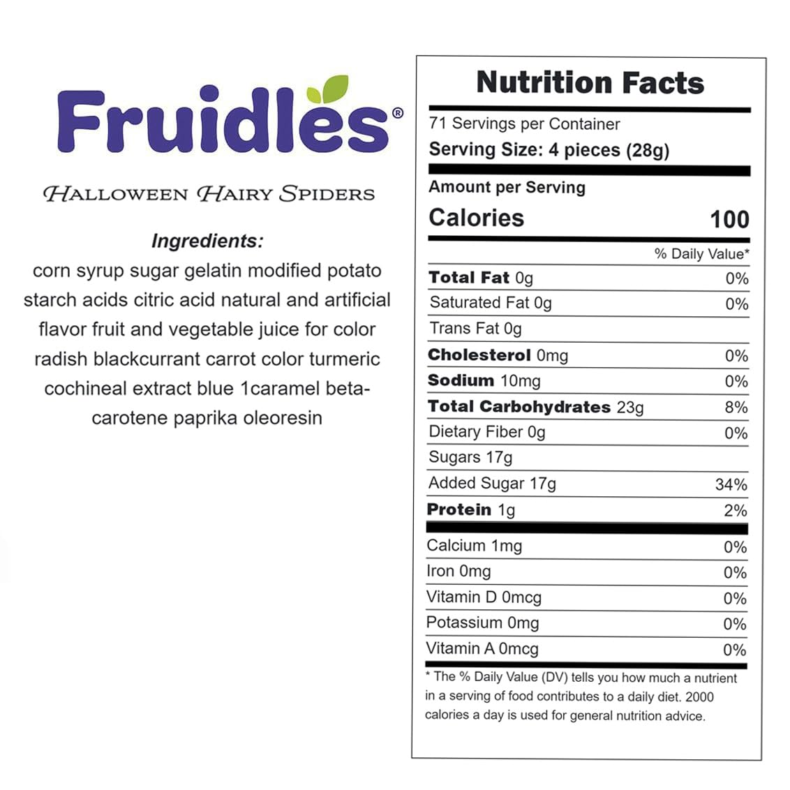 Fruidles Halloween Hair Spiders Gummies, Fun And Festive Holiday Snacking (Half-Pound Bag)