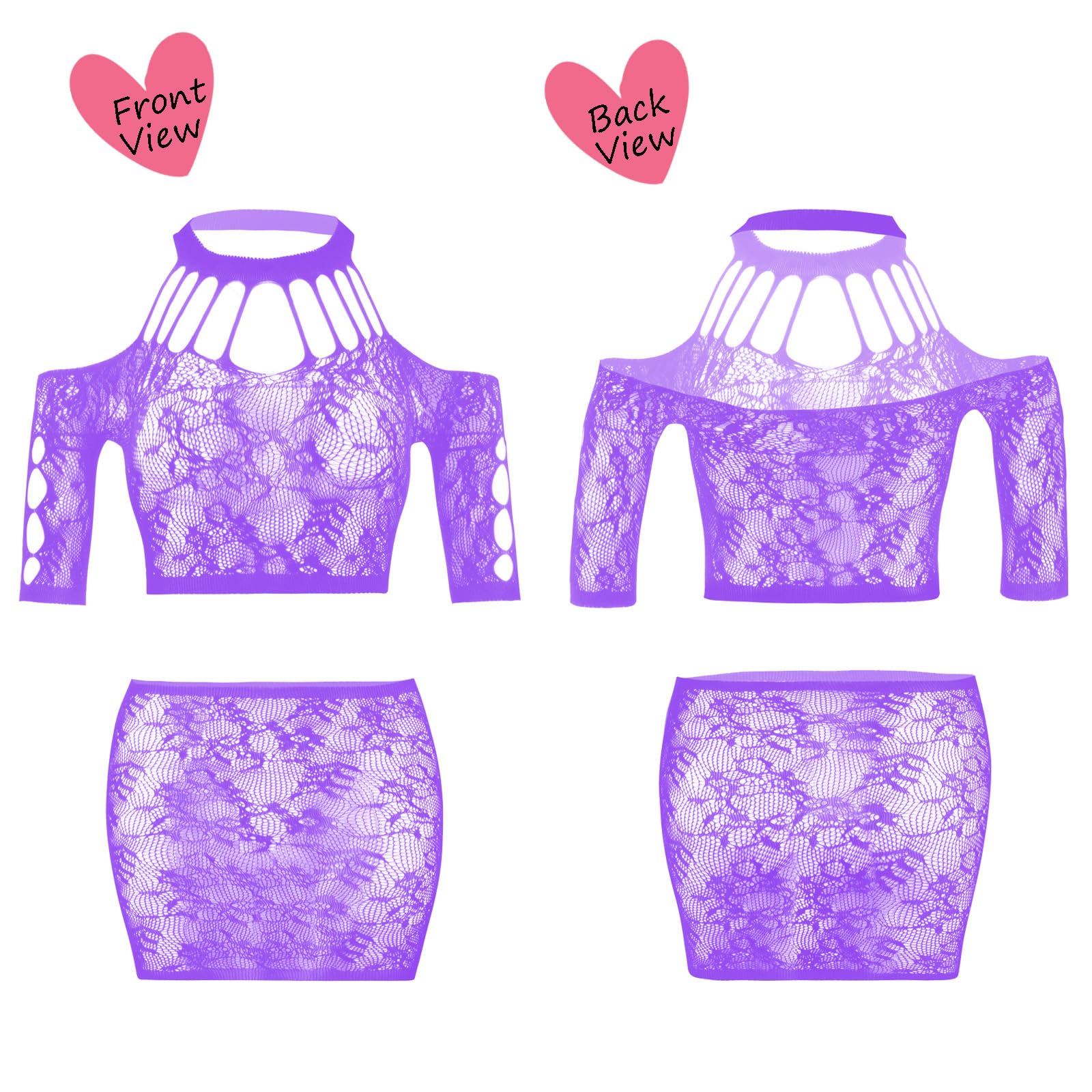 MissAvid Womens Lingerie Set Lace Fishnet Bodysuit Sexy Babydoll 4 Pack