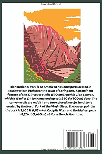 National Parks Notebook: Zion National Park NOTEBOOK Blank Paper | 80 Pages | 6 in x 9 in