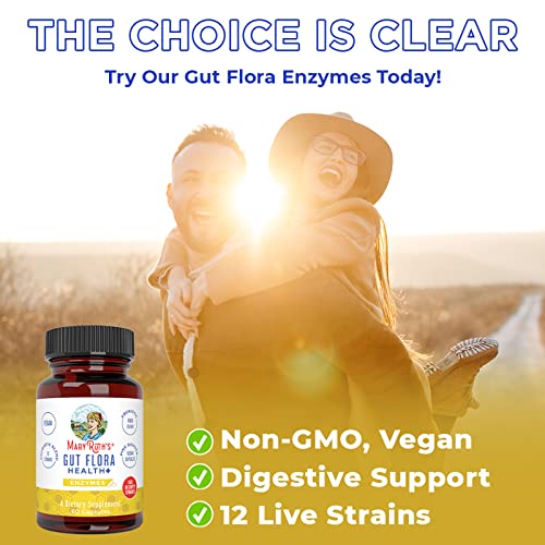 Gut Flora Health+ Enzymes by MaryRuth's | Up to 2 Month Supply | Prebiotic Probiotic Digestive Enzyme Blend for Healthy Gut Biome & Digestive Support | Immune Function & Gastrointestinal Health