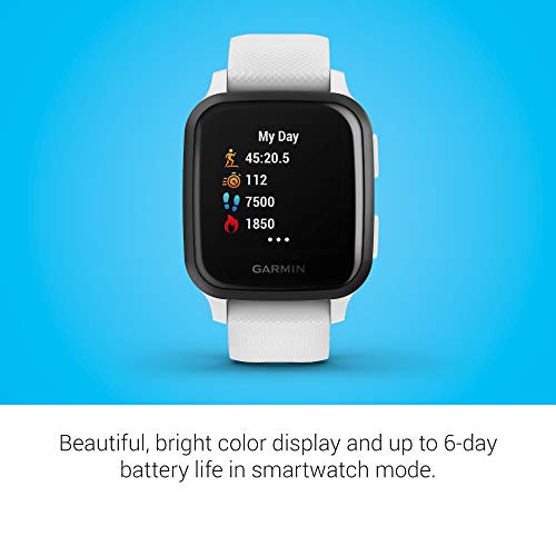 Garmin Venu Sq Music, GPS Smartwatch with Bright Touchscreen Display, Features Music and Up To 6 Days of Battery Life, White and Slate (Renewed)