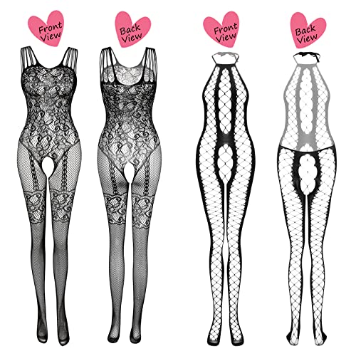 JDiction Women’s Lingerie BabyDoll Fishnet Bodysuit Sexy Nightwear(12 Pack)