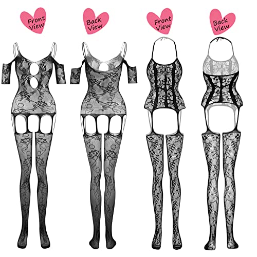 JDiction Women’s Lingerie BabyDoll Fishnet Bodysuit Sexy Nightwear(12 Pack)