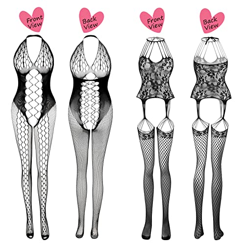 JDiction Women’s Lingerie BabyDoll Fishnet Bodysuit Sexy Nightwear(12 Pack)
