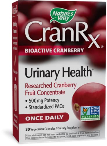 Nature's Way CranRx BioActive Cranberry, Urinary Tract Health Support* Supplement, 500mg per serving, 30 Vegetarian Capsules