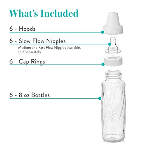 Evenflo Feeding Classic Glass Twist Bottles, 8 Ounce (Pack of 6),Clear,1018611