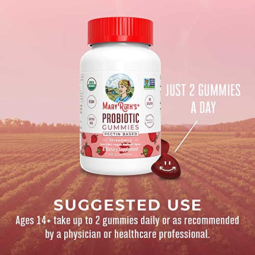 MaryRuth Organics Probiotic | USDA Organic Probiotic Gummies | Probiotic Digestive Support | Immune Support | Digestive & Gut Health Supplement | Vegan | Non-GMO | Gluten Free | 60 Count