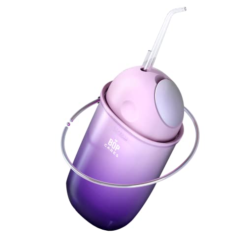 BOP Water Dental Flosser Cordless for Teeth,9 Modes Oral Irrigator,Portable and Small Size for Travel & Home,Rechargeable IPX7 Waterproof Powerful Battery Life Water Teeth Cleaner With 3 Tips (Purple)