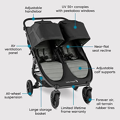 Baby Jogger City Mini GT2 All-Terrain Double Stroller, Slate , 41.1 x 30.5 x 43.1 Inch (Pack of 1)