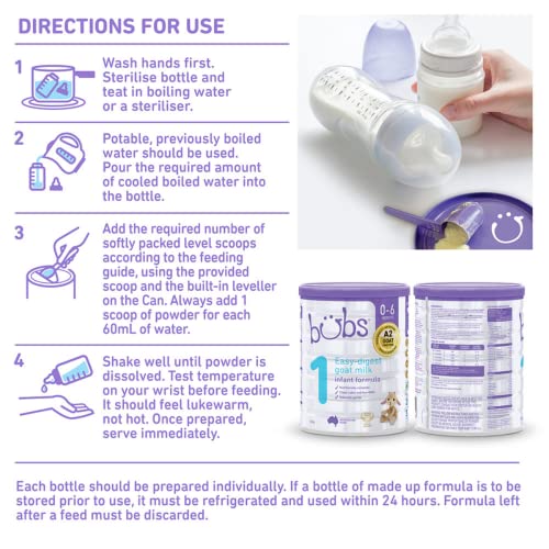 Bubs Goat Milk Infant Formula Stage 1, Infants 0-6 months, Made with Natural Goat Milk, 28.2 oz