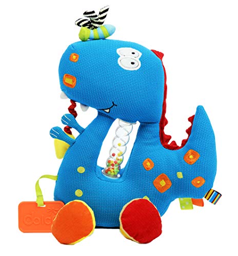 Dolce Play and Learn Dino Interactive Stuffed Animal Plush toy 14", educational sensory holiday gift for kids