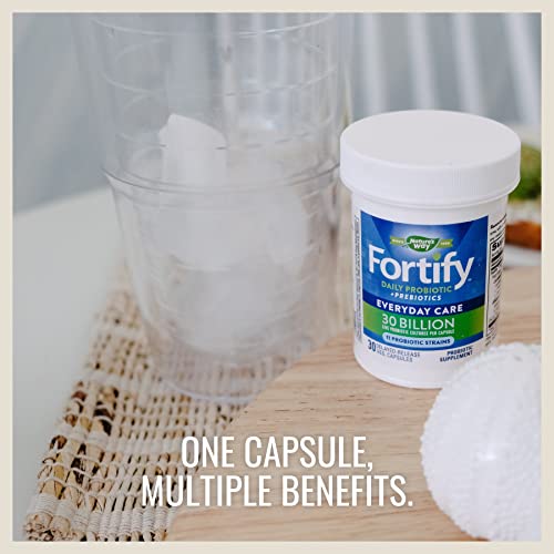 Nature's Way Fortify Daily Probiotic + Prebiotic for Men and Women, 30 Billion Live Cultures, Digestive and Immune Health Support* Supplement, 30 Capsules