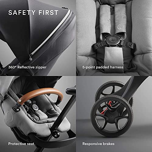 Stokke Xplory X, Modern Grey - Luxury Stroller - Adjustable for Both Baby & Parentsâ Comfort - Padding, Harness & Reflective Zipper for Added Safety - Folds in One Step