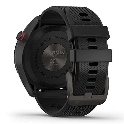 Garmin Approach S42 (Gunmetal/Black) Golf GPS Watch | Golfer's Bundle with Portable Charger & HD Tempered Glass Screen Protectors (x2) | 42,000+ Courses, Green View True Shape, & F/M/B Yardage