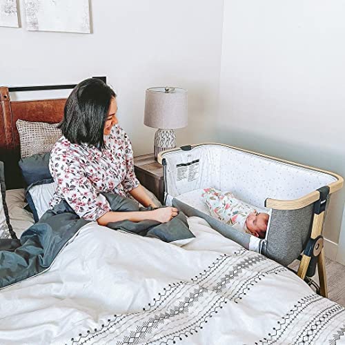 Maydolly Baby Bedside Sleeper, Portable Baby Crib Baby Bed with Breathable Net and Sheet, Adjustable Bassinet for Infants (Grey)