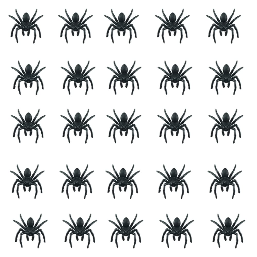SaktopDeco 50 PCS Mini Plastic Spiders Small Fake Spiders Scary Realistic Spiders for Halloween Prank Props Decorations