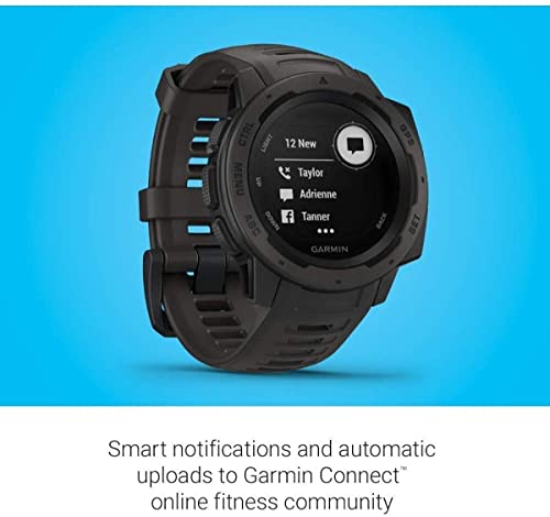 Garmin 010-N2064-00 Instinct, Rugged Outdoor Watch with GPS, Features GLONASS and Galileo, Heart Rate Monitoring and 3-axis Compass, 1.27-inch, Graphite (Renewed)