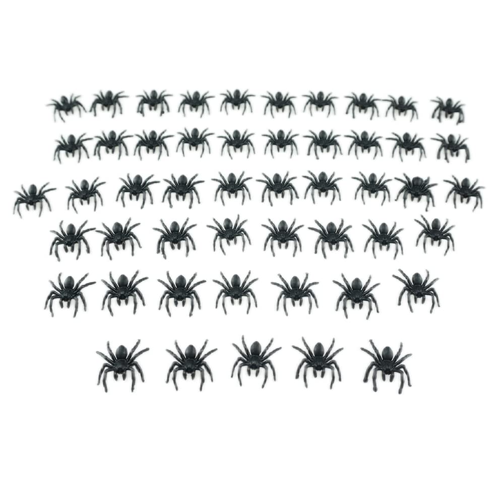 SaktopDeco 50 PCS Mini Plastic Spiders Small Fake Spiders Scary Realistic Spiders for Halloween Prank Props Decorations