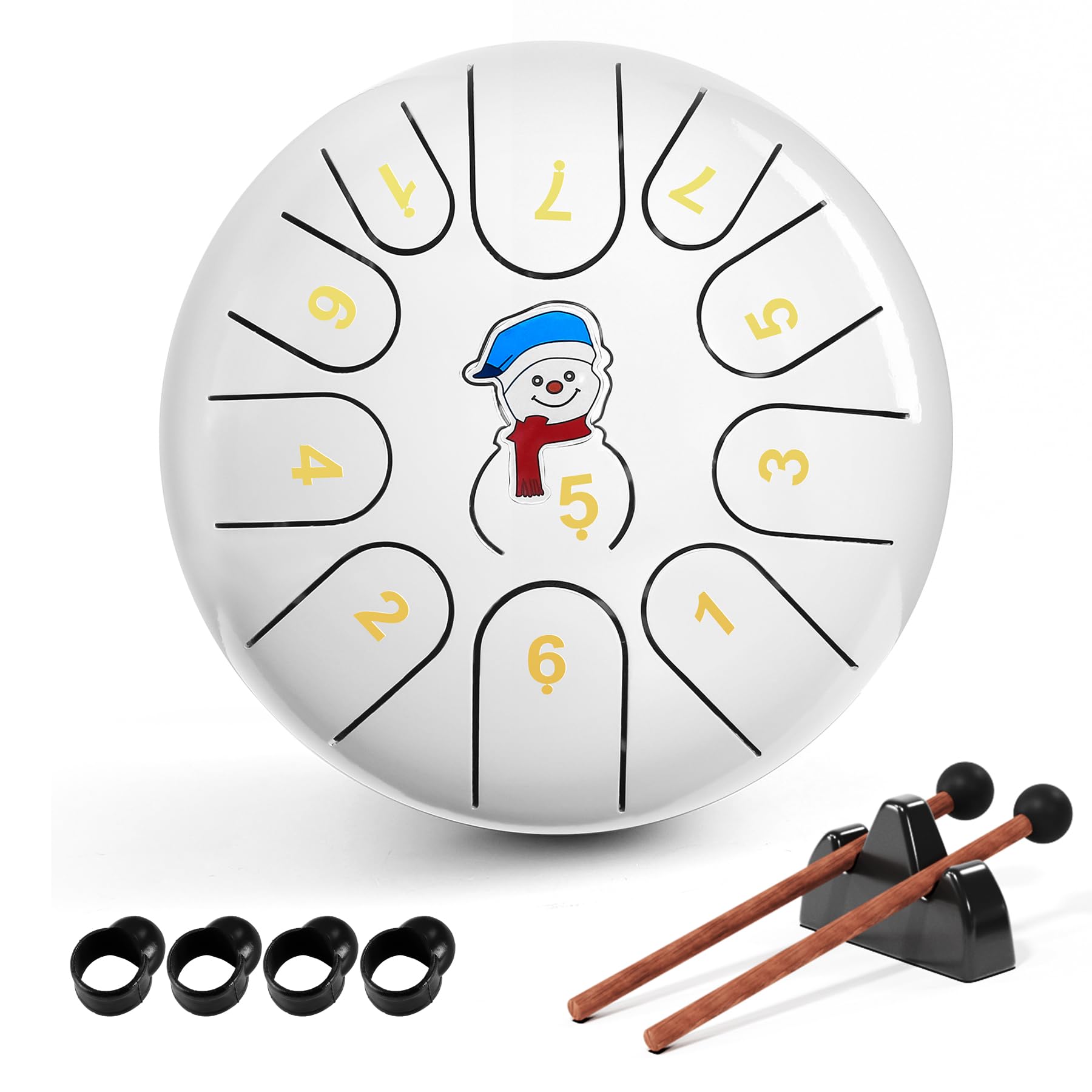 Steel Tongue Drum - 11 Note 6 Inch Tongue Drum Instrument - Hand Pan Drums with Music Book, Steel Handpan Drum Mallets and Carry Bag, C Major for Meditation or Yoga,Gift for Kid or Adults(White)